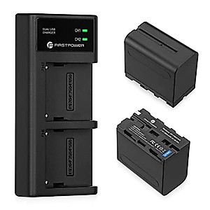FirstPower 2 Pack NP-F970 Batteries and USB Dual Charger for Sony NP-F970 F960 F950 F930 F750 F570 F550 F530 F330 Battery and Sony Handycams, CCD-SC55 TR516 TR716 TR818 TR910 TR917