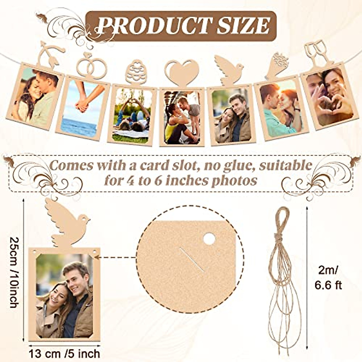 2 Pieces Engaged Banner and Photo Banner Romantic Engagement Wedding Decorations Engagement Party Decor Engaged Burlap Banner Wedding Party Sign Bridal Shower Party Supplies with String Lights