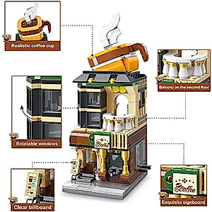 QMAN Girls Building Blocks Toy Crossroad Café Building Kit Creative Coffee House Street-View Bricks Toy for Girls Age 6-12 and Up (332 Pieces)