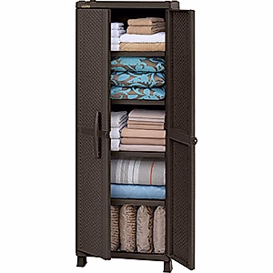 Rimax Resin Wicker Storage Cabinet, Large, Brown