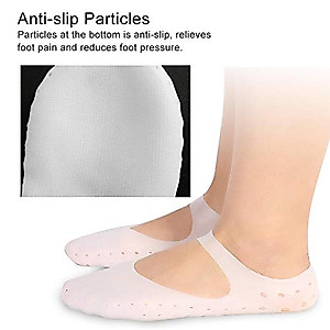 Silicone Sock, 1pair Crack-Proof Moisturizing Socks Protector Foot Care Tool Prevention Socks for Women with Breathable Hole for Dry Cracked Heel(L-02#)
