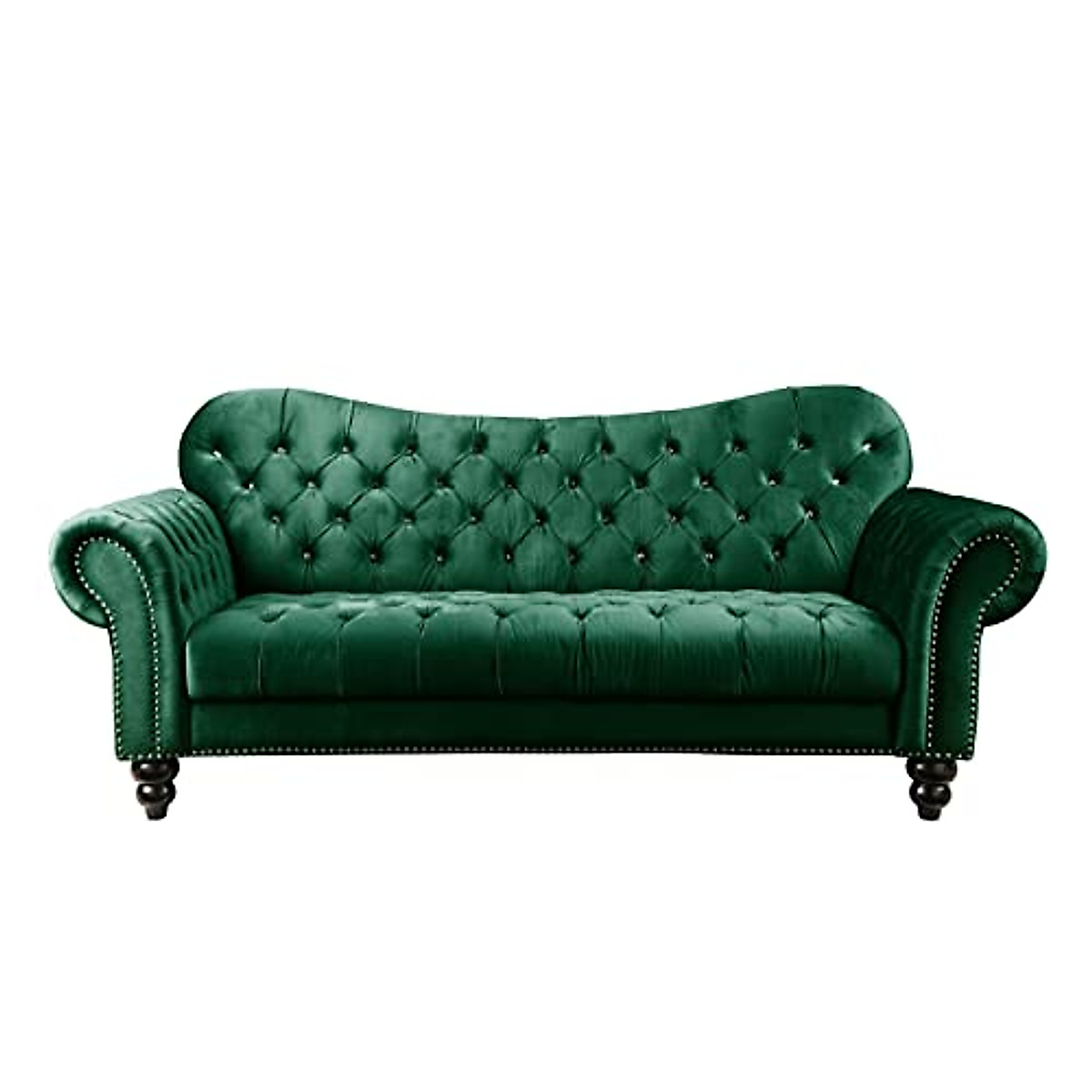 ICE ARMOR 2Pc Living Room Set Loveseat in Green Velvet Sofas
