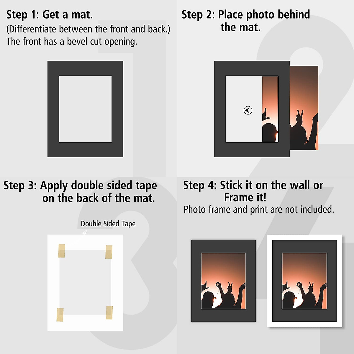 Golden State Art, Acid Free, Pack of 10 11x14 Black Picture Mats Mattes with White Core Bevel Cut for 8x10 Photo