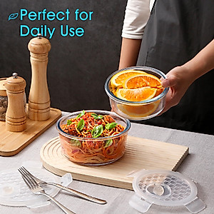 NUTRIUPS 0.9L/30 Oz Glass Food Storage Container, Small Food Storage Container with Leakproof Airtight Lids, Meal Prep Containters -Microwave Safe & Oven Safe (NOT THE LIDS)-Round