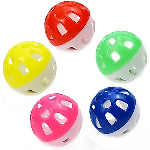 10 PCS 1.6" Cat Balls with Bell Big Lattice Wiggly Jingle Rattle Plastic Toy Assorted Color