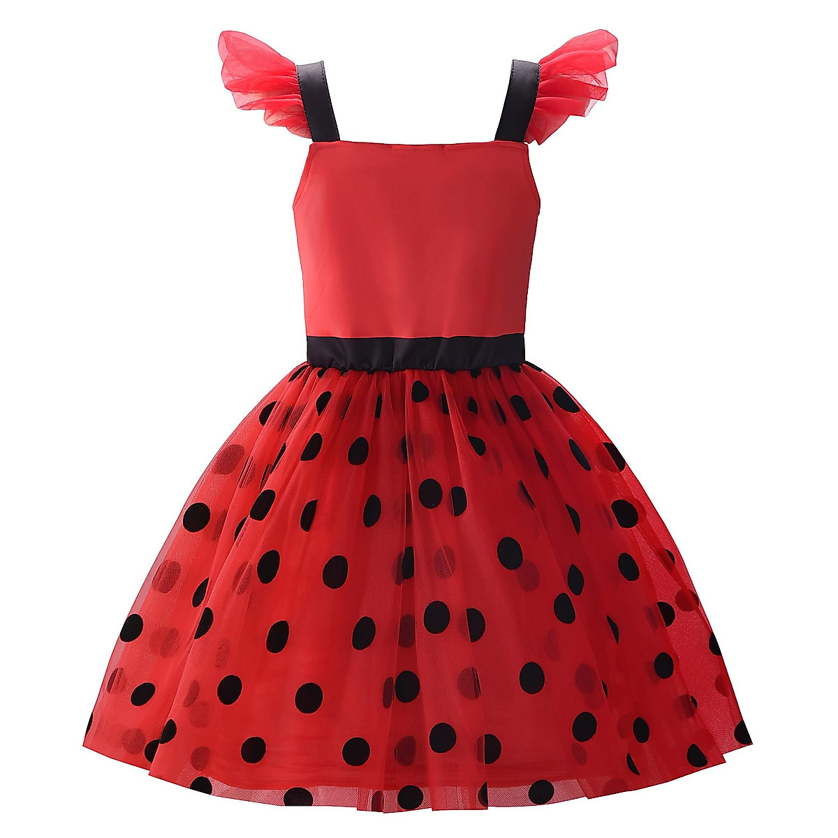 Uplus ME Ladybug Costume Girls Ladybug Dress Lady Bug Costumes for Kids Toddler Ladybird Dress Up Set for Halloween Birthday (9-10 Years/150)