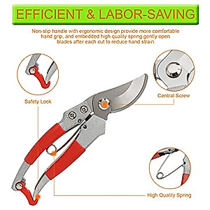 JOYFUL&HOPEFUL Pruning Shears Pack of 2, Garden Shears Pruners with Precision Blades for Gardening,Trimming Plant Tree Flower