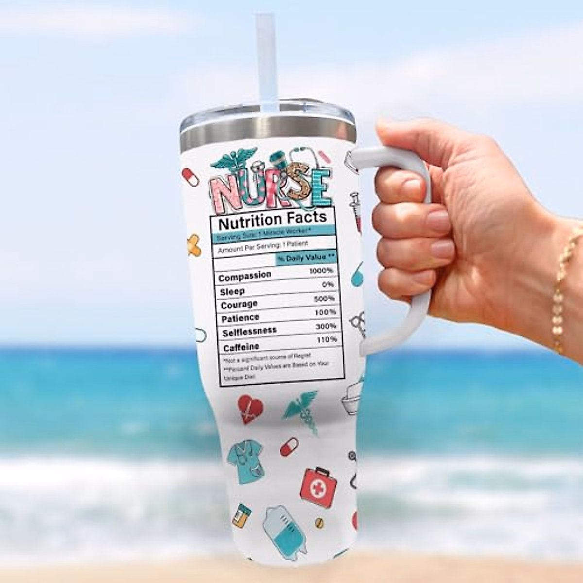 Personalized Nurse Tumbler 40oz -nurse therapeutic filmmaking instructor-Custom Name Insulated Travel Mug with Handle & Straw, Gift for Nurses, Medical Workers, Appreciation, Mother's Day j78EOf