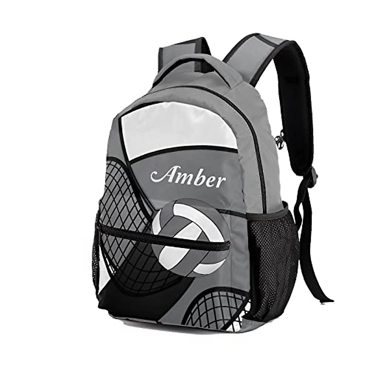 Personalized Sports Volleyball Grey with Name Text Custom Backpack for Sport Camping Picnic