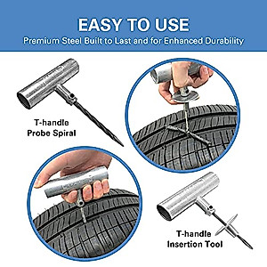 CKAuto Universal Tire Repair Kit, Heavy Duty Car Emergency Tool Kit for Flat Tire Puncture Repair, 36 Pcs Value Pack, Tire Plug Kit fit for Autos, Cars, Motorcycles, Trucks, RVs, etc.