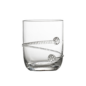 Abigails Stemless Wine Glass with Rope Applique (Set of 4), Clear, 3.25" x 4" x 3.25"