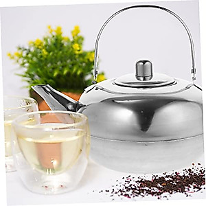 Tea Kettle 1pc Household Teakettle Grip Classic Round Drink Spout Cookware Large Belly Infuser Hiking Teapot X Travel with Maker Backing Induction Practical Stainless Gas Tea Pot tea (Color : Silver