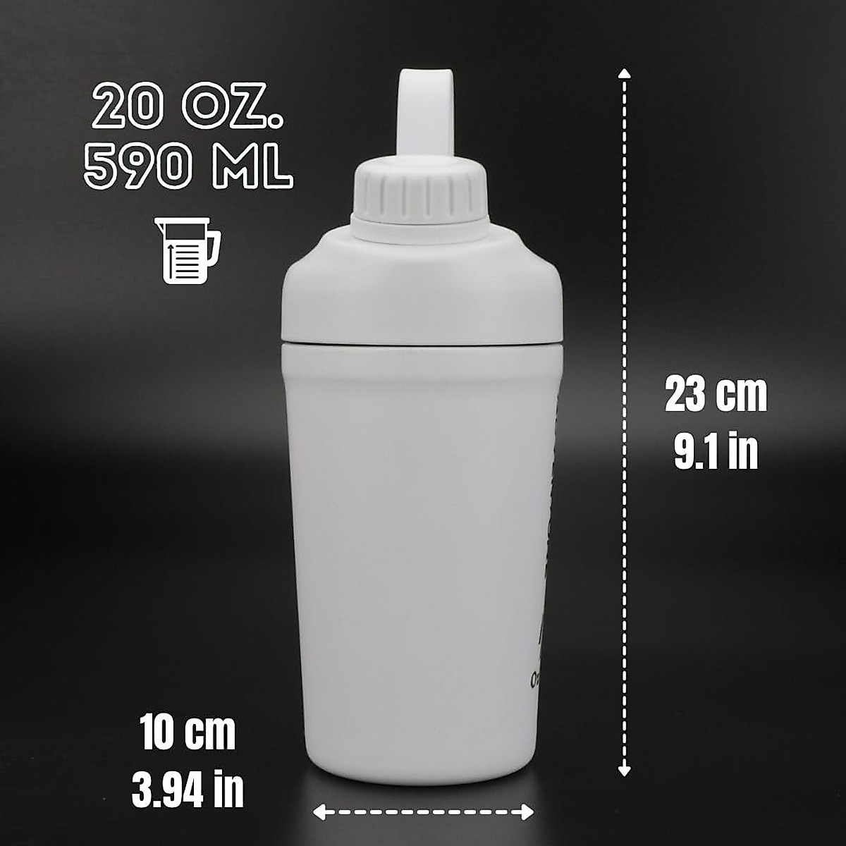 Ozizo Shaker Bottle, Insulated Stainless Steel Protein Shaker Bottle 20 oz, Insulated Shaker with Wire Whisk Ball Spring Mixer