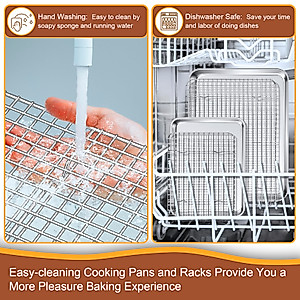 P&P CHEF Baking Sheet and Rack Set, 4 PACK (2 Sheets + 2 Racks), 2 Sizes Stainless Steel Baking Pans Cookie Sheets with Cooling Racks for Cooking & Roasting, Oven & Dishwasher Safe, Non-toxic