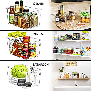 Sorbus 2 Pack Large Clear Plastic Storage Bins, Clear Organizer Bins with Handle for Kitchen, Pantry, Cabinet, Refrigerator, Craft, Toys, Clothes, Closet, Under Sink, Bathroom Organizers and Storage