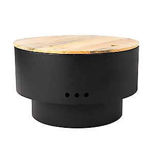 Fire Sense 60532 Fire Pit Revolver Wood Burning Lightweight Portable Outdoor Firepit Backyard Fireplace for Camping Bonfire with Grill Rack & Hardwood Top - 24“