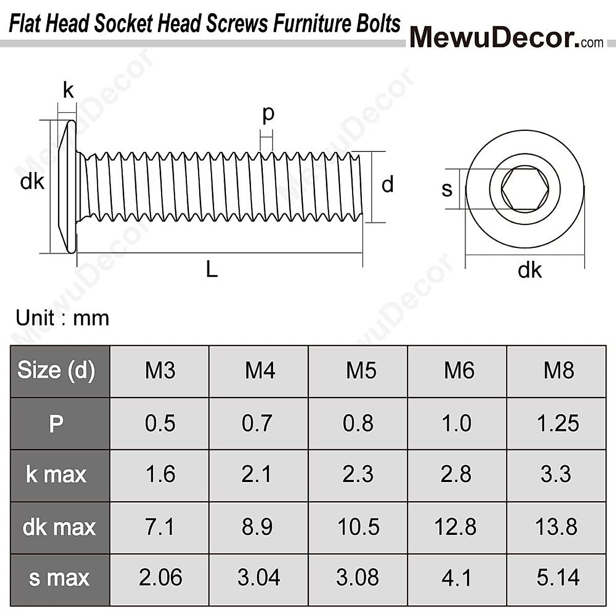 M6 x 35mm Socket Cap Furniture Bolts with Barrel Nuts for Furniture Cots Beds Crib and Chairs, Stainless Steel 18-8 (304), 10 Pairs