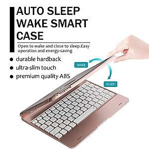 NOKBABO iPad Keyboard Case for iPad Pro 9.7 inch, 2018 iPad 6th Gen, 2017 iPad 5th Gen, iPad Air 2 & 1 case with Keyboard, 130° Smart Folio Hard Back Cover, Ultra Slim, Auto Wake and Sleep - Rose Gold