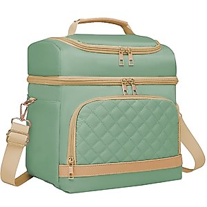 YESBAG Lunch Bag for Women, Leakproof Insulated Soft Adult Lunch Tote Cooler Bag Box With Adjustable Shoulder Strap for Office & Picnic (Green, 11L)