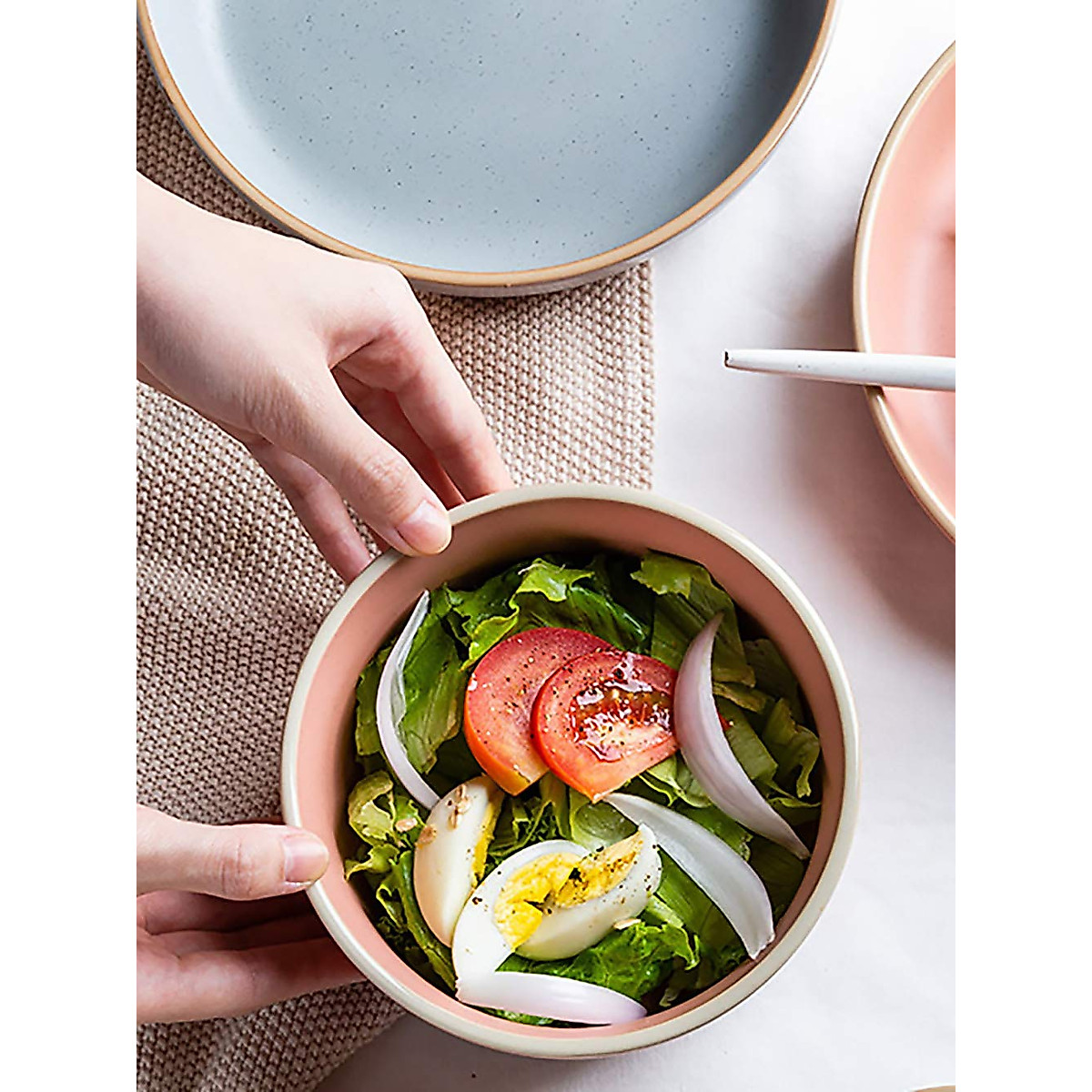 MDZF SWEET HOME 28 Oz Porcelain Bowl Set, 6 Inch Deep Bowl for Cereal, Soup, Fruit-Salad and Dessert Serving Bowls, Set of 4