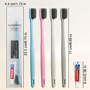 Lomgwumy Disposable Toothbrush, Toothbrush Bulk, Bulk Toothbrush and Toothpaste Sets, 4 Colors, Individually Packaged, Delicate and Practical, Suitable for Hotel, Home, Travel, Camping (PACK-52)