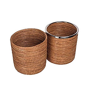 JOSE ARTESANO Pine Needle (Ocoxal) Waste Basket, 9.8 in x 9.8 in, Cylindrical, Wicker Trash Can, Natural, 100% Sustainable, Organic and Vegan