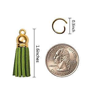 Tassels for Keychains Faux Suede Tassel for DIY Jewelry Making 60 Pcs Leather Keychain Charms Bulk & 60 Pcs Jump Rings Key Chain Rings Bulk for Cellphone Straps Pendants Crafts