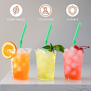 ECO SOUL 100% Compostable Straws [100 Count][8.25"] Eco-Friendly Biodegradable Sustainable Disposable Straws, Cocktail Cold Drink Smoothie Bendable Straws