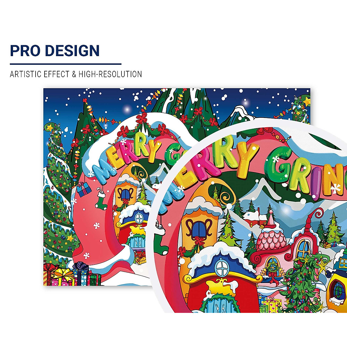 Allenjoy 96" x 72" Merry Grinchmas Christmas Backdrop for Kids Xmas Winter Let it Snow Happy New Year Holiday First Birthday Baby Shower Party Supplies Decoration Banner Photo Booth Props Background