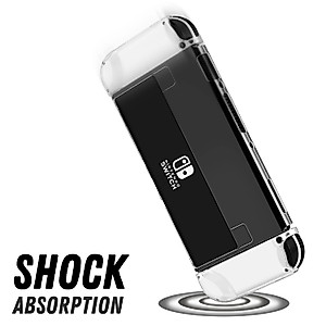 TNP Dockable Case for Nintendo Switch OLED Clear Case Protector - Transparent Oled Switch Skin Protective Grip Case with Screen Protector and 8 Thumb Caps for Nintendo Switch OLED Accessories 2021
