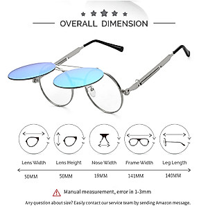 Kursan Vintage Round Flip Up Sunglasses for Women Men Hippie Style Circle Sun Glasses (Gold/Black)