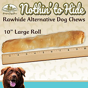 Fieldcrest Farms Nothing to Hide Natural Rawhide Alternative Large 10'' Rolls for Dogs - 3 Pack (6 Chews) Premium Grade Easily Digestible Chews - Great for Dental Health (Beef)
