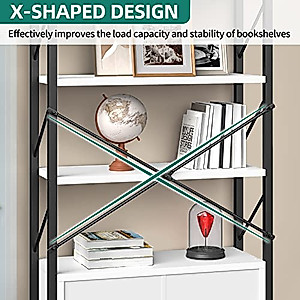 YITAHOME Bookshelf with Storage Cabinet, 6 Open Shelves and Bookcase with Door, Modern Standing Shelf Organizer for Living Room, Kitchen, Home Office, White
