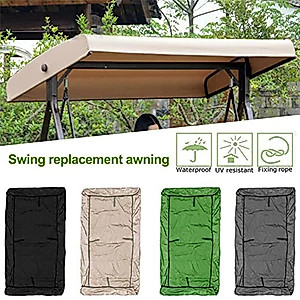 BTURYT Replacement Canopy for Swing Seat 3 Seater Garden Hammock Cover, 210D Oxford Cloth Patio Swing Top Cover with 4 Reinforced Corner Pockets(top Cover only)