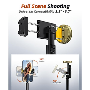 62" Phone Tripod & Selfie Stick, Tripod for iPhone with Remote, All-in-1 Cell Phone Stand, Portable, Lightweight Extendable for Selfies Video Recording Vlog, Compatible with iPhone Android