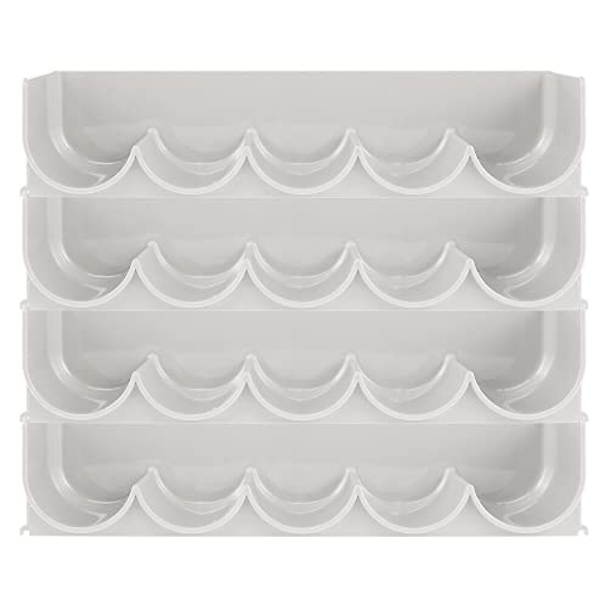 mDesign Plastic Free-Standing Water Bottle and Wine Rack Storage Organizer for Kitchen Countertops, Table Top, Pantry, Fridge - Stackable - Holds 20 Bottles, 4 Pack - Light Gray