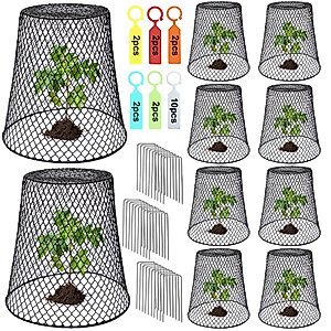 Dukelai 10 Pcs Chicken Wire Cloche Plant Covers Garden Netting Metal Heavy Duty Plant Protectors from Animals for Keeping Bunnies Chicken Squirrels Birds Other Out 9.13×9.13 in