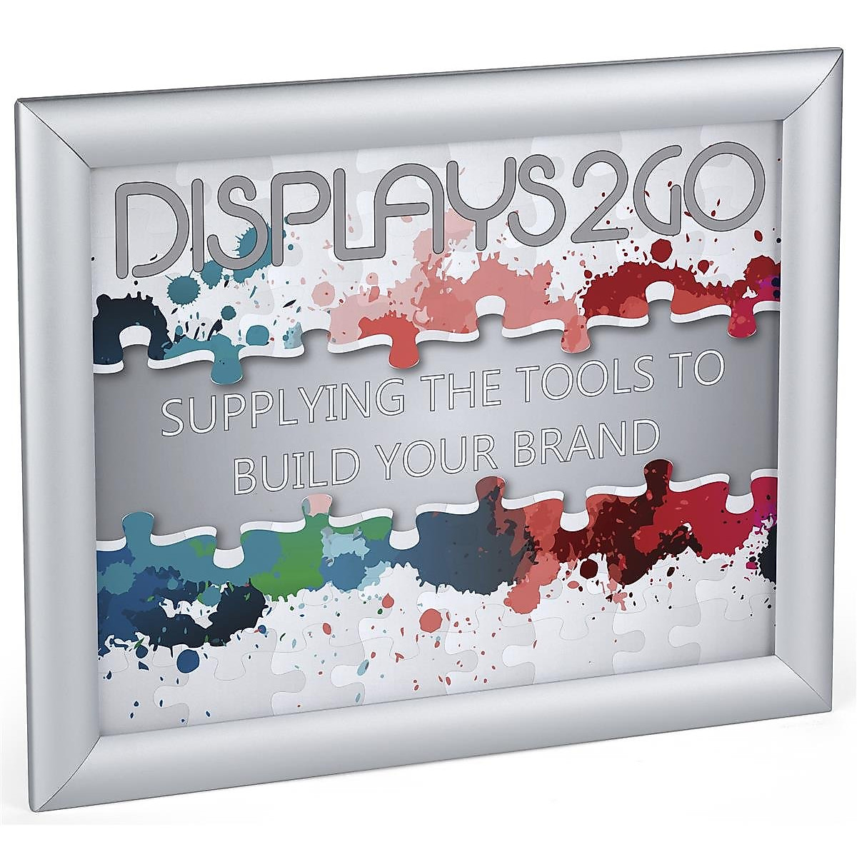 Displays2go Snap Open Sign Holder Frame, 8.5 x 11 Inch, Wall Mount or Tabletop, Silver Aluminum (WSNF8511SV)