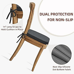 HAVARGO Chair Cushions for Dining Chairs with Supportive Foam, 16.5"X16.2"X2" Thick Kitchen Chair Pads Indoor Seat Cushions for Dining Chairs, Dining Room Chair Cushions Set of 1 Dark Grey