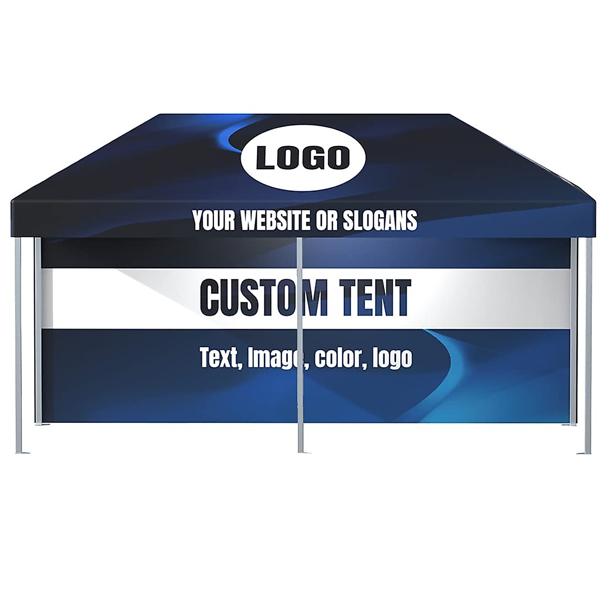 LANTENTSUN 10X20ft Custom Canopy Pop Up Tent Kit for Tradeshow Advertising Gazebos with Wall and Frame - Logo, Color, Words, Pictures