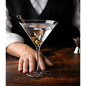 LUNA & MANTHA Martini Glasses | Set of 4 | 10oz | Hand-Blown Crystal Large Martini Glass Set | Elegant Cocktail Glasses for Bar, Whiskey, Gin, Tequila | Goblet Gift Set for Birthday, Housewarming