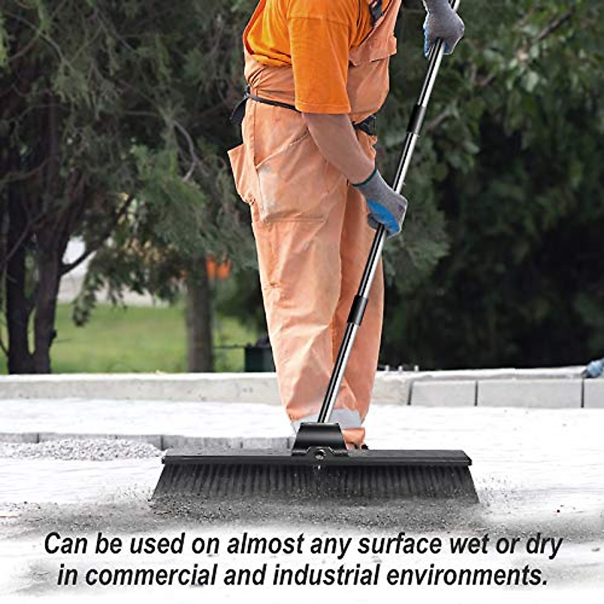 MASTERTOP 24 Inches Push Broom Outdoor, Multi-Surface Outdoor Brooms, Heavy Duty Floor Scrub Brush with Stiff Bristles for Cleaning Patio Garage Deck Yard Patio