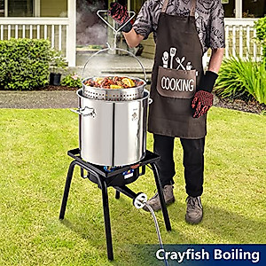 ARC Cast Iron Single Burner Propane Stove, 200,000BTU High Pressure Outdoor Gas Stove Cooker,16"Square Stove,Burners For Outdoor Cooking Turkey Fry,Crawfish Boil With Height Adjustable Legs