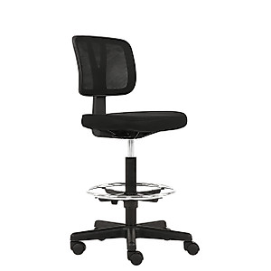 Amazon Basics Mid-back Mesh Office Drafting Chair Stool with Adjustable Footrest