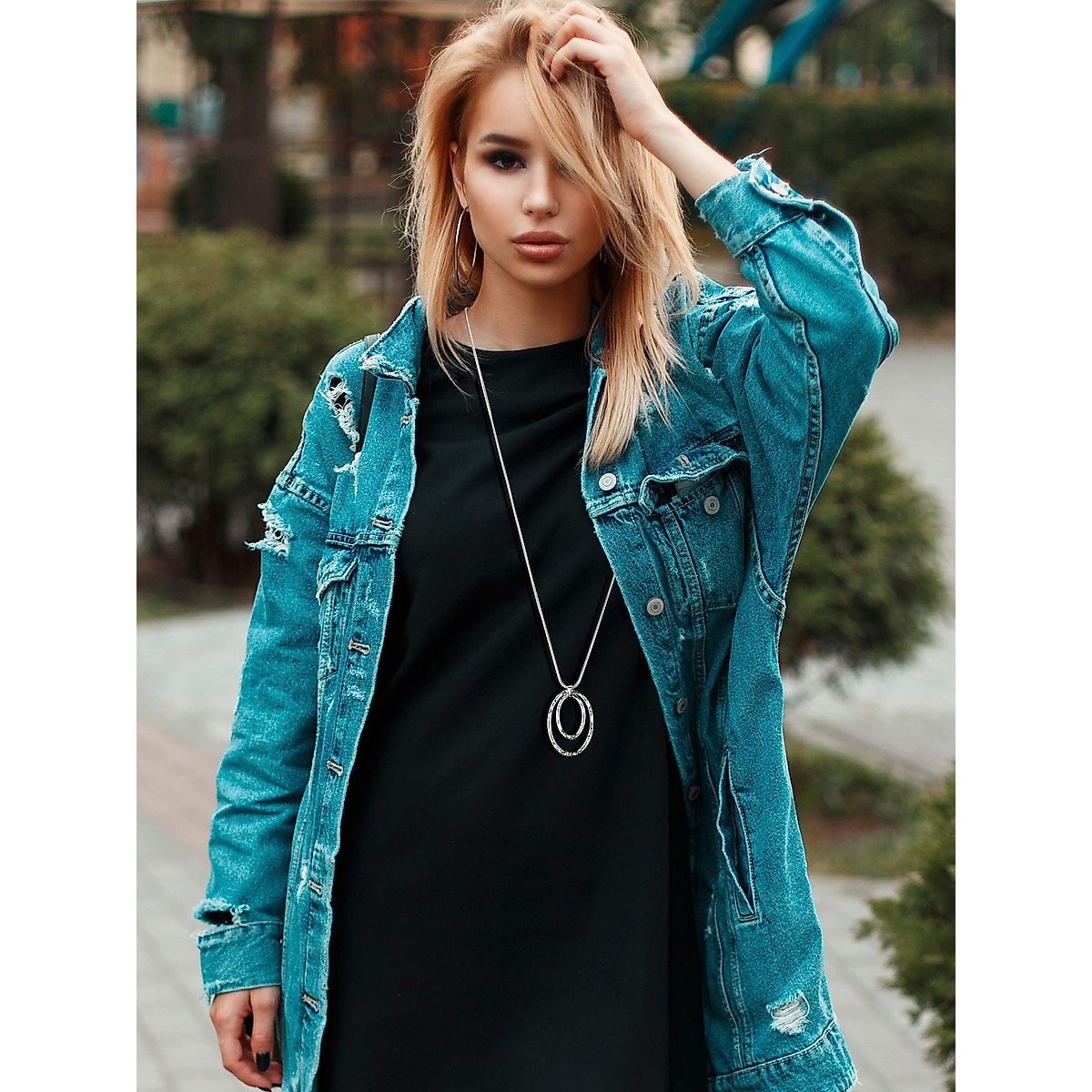 Hicarer 12 Pieces Long Pendant Necklace Set Y Tassel Leaf Circle Bar Necklace for Women (Classic Style)