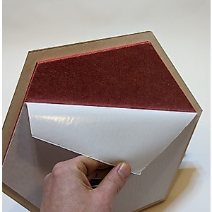 Now Spinning Curated Pack - 16 Acoust-Hex Sound Absorbing Panels with 3 Artistic Wood Diffuser Patterns Hexagon Tiles (Gears - Maroon, Grey, Black)