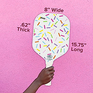 Play Paddles Indoor/Outdoor Pickleball Paddle - USA Pickleball Approved - Carbon Fiber and Polymer Honeycomb Composite Core - Hyper-Grip™ Surface and Graphite Face - Cushioned Grip Handle (Sprinkles)