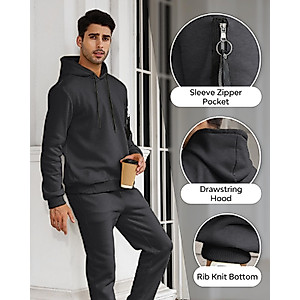 Insenver Men’s Sweatsuits Set 2 Piece Hoodie Outfit Jogging Tracksuits for Men Casual Athletic Long Sleeve Pullover Suit Set