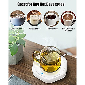 Demasone Coffee Warmer, Coffee Mug Warmer with Smart Sensor Switch, Coffee Cup Warmer for Desk，Thermostatic Electric Mug Warmer for Heating Coffee, Beverage, Milk, Tea, White