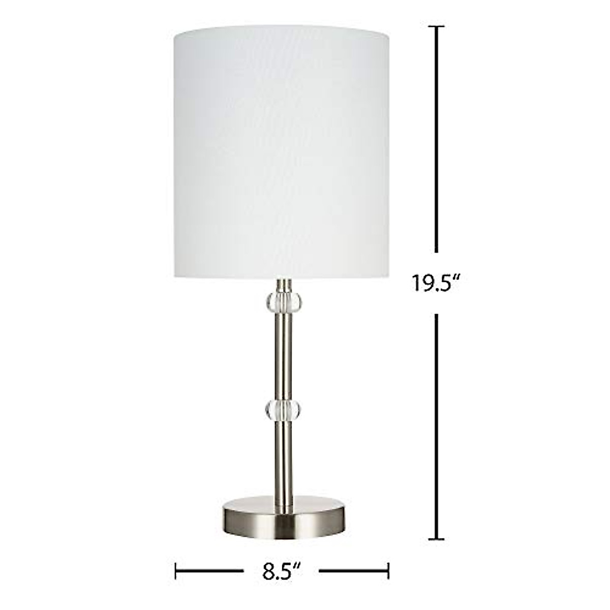 Amazon Brand – Ravenna Home Contemporary Metal Table Lamp with Acrylic Accents, LED Bulb Included, 19.5"H, Brushed Nickel